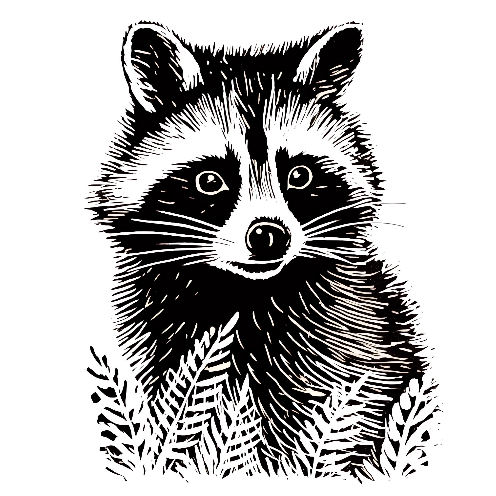 21 Raccoons Linocut Woodcut Tracing Template Designs A4 A5 A6 & US ...