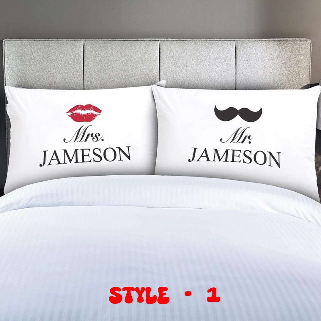 Personalized Couples Mr.&mrs. Pillowcase Set Custom His/hers ...