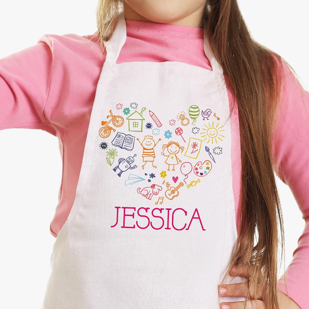 Personalized Kids Apron Custom Multiple Designs Toddler Apron Girls ...