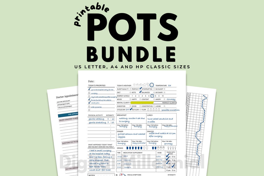 Printable POTS Journal for Monitoring Your Symptoms and Lifestyle ...