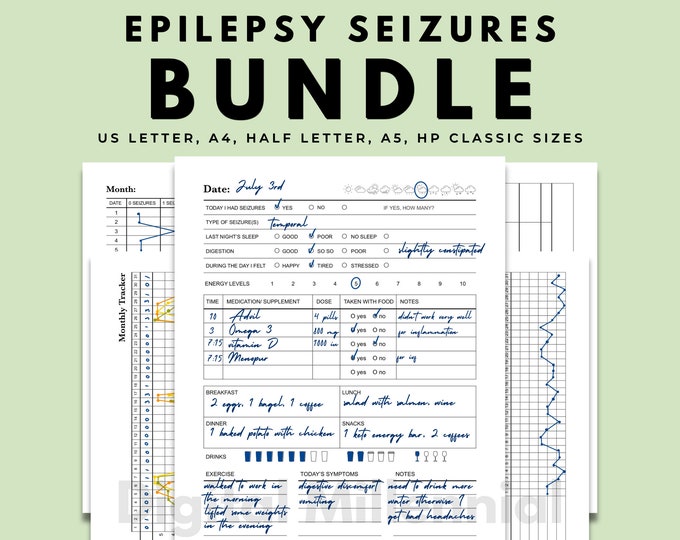 Printable Seizure Tracker Set, Symptom Tracker, Medical Planner ...