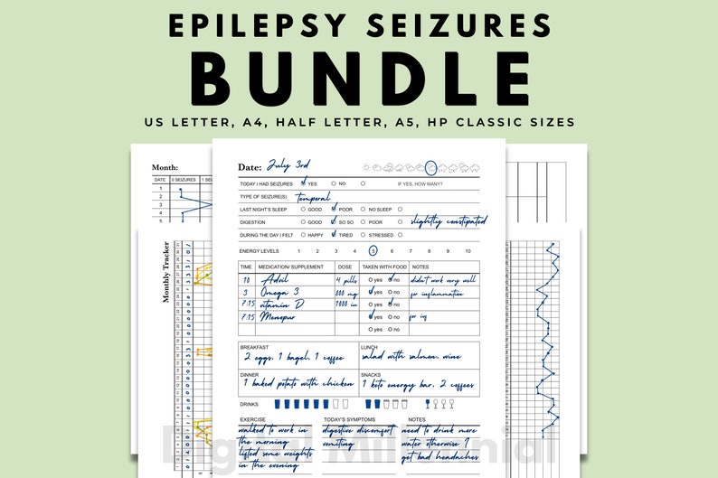 Epilepsy Seizure Tracker Bundle: Daily Health Monitoring (digital File ...