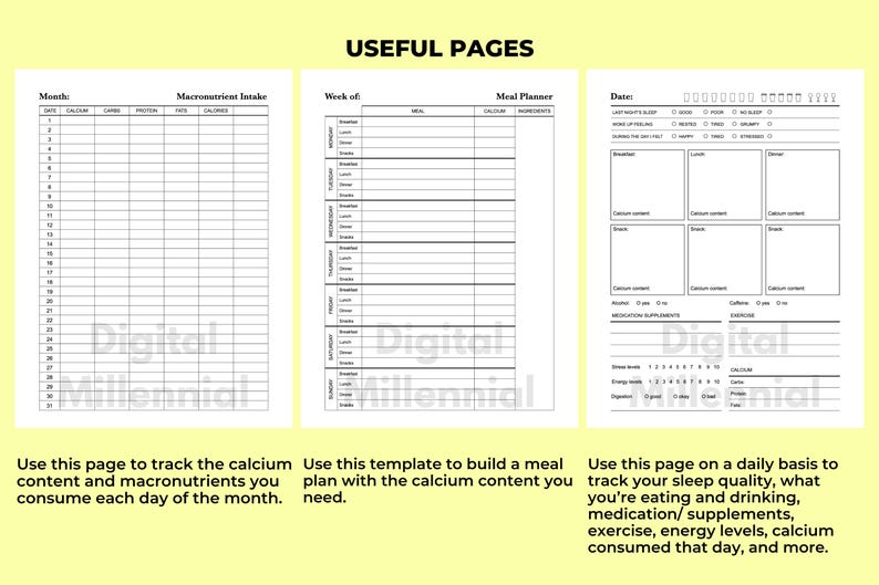 Printable Calcium Content Grocery List, Includes Macros Like Protein ...