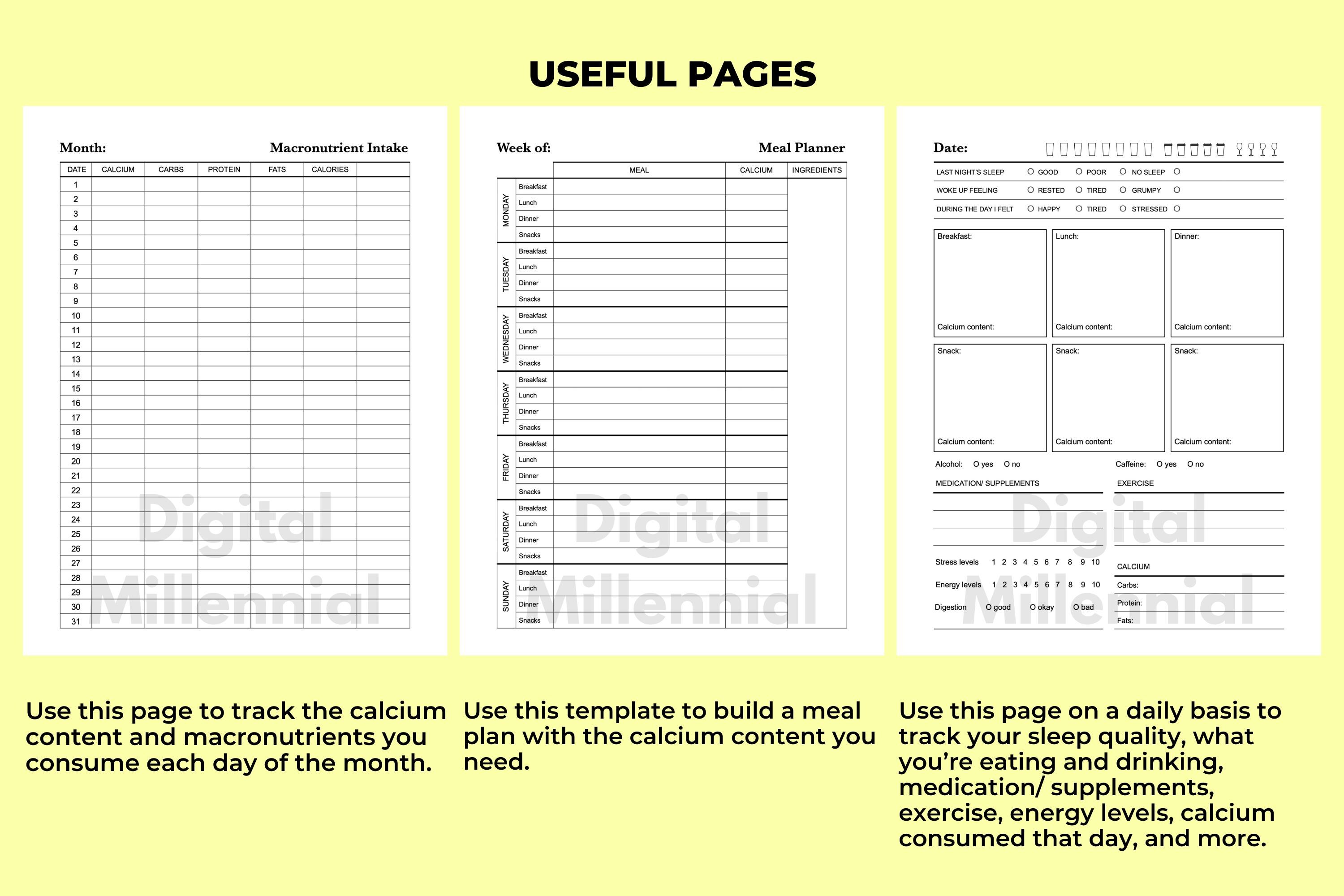 Printable Calcium Content Grocery List, Includes Macros Like Protein ...
