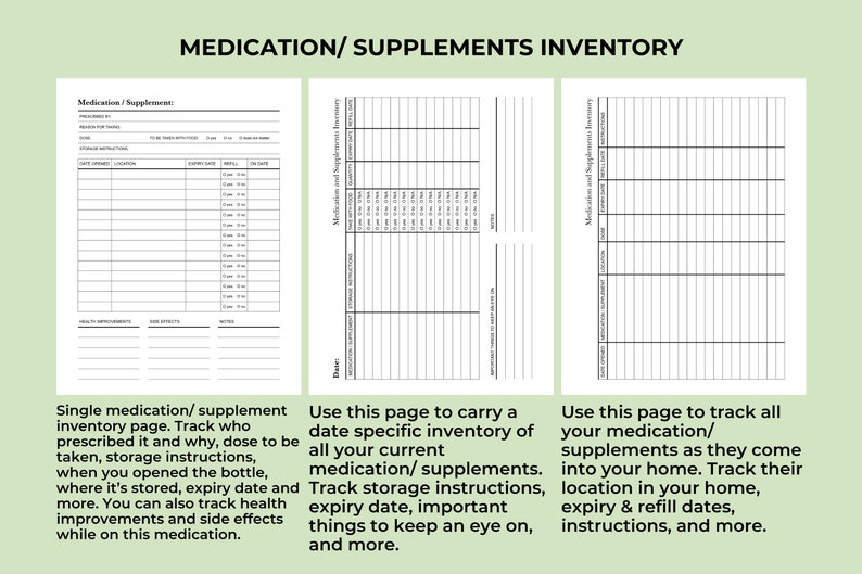 Printable Medication Supplements Bundle: Daily, Weekly, Monthly ...
