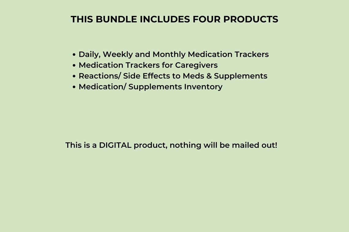 Printable Medication Supplements Bundle: Daily, Weekly, Monthly ...