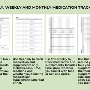 Printable Medication Supplements Bundle: Daily, Weekly, Monthly ...