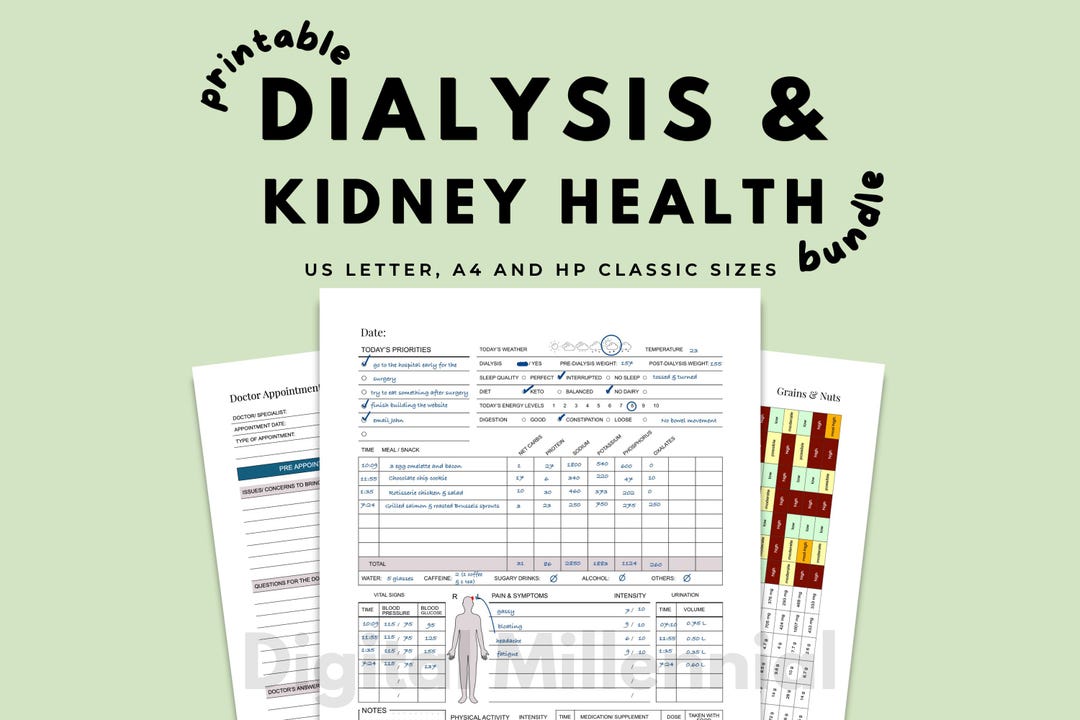 Printable Dialysis & Kidney Health Journal: Symptom Tracker (digital ...
