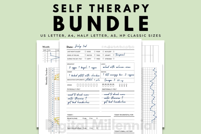 Printable Self Therapy Journal Bundle, Emotional and Physical Health ...