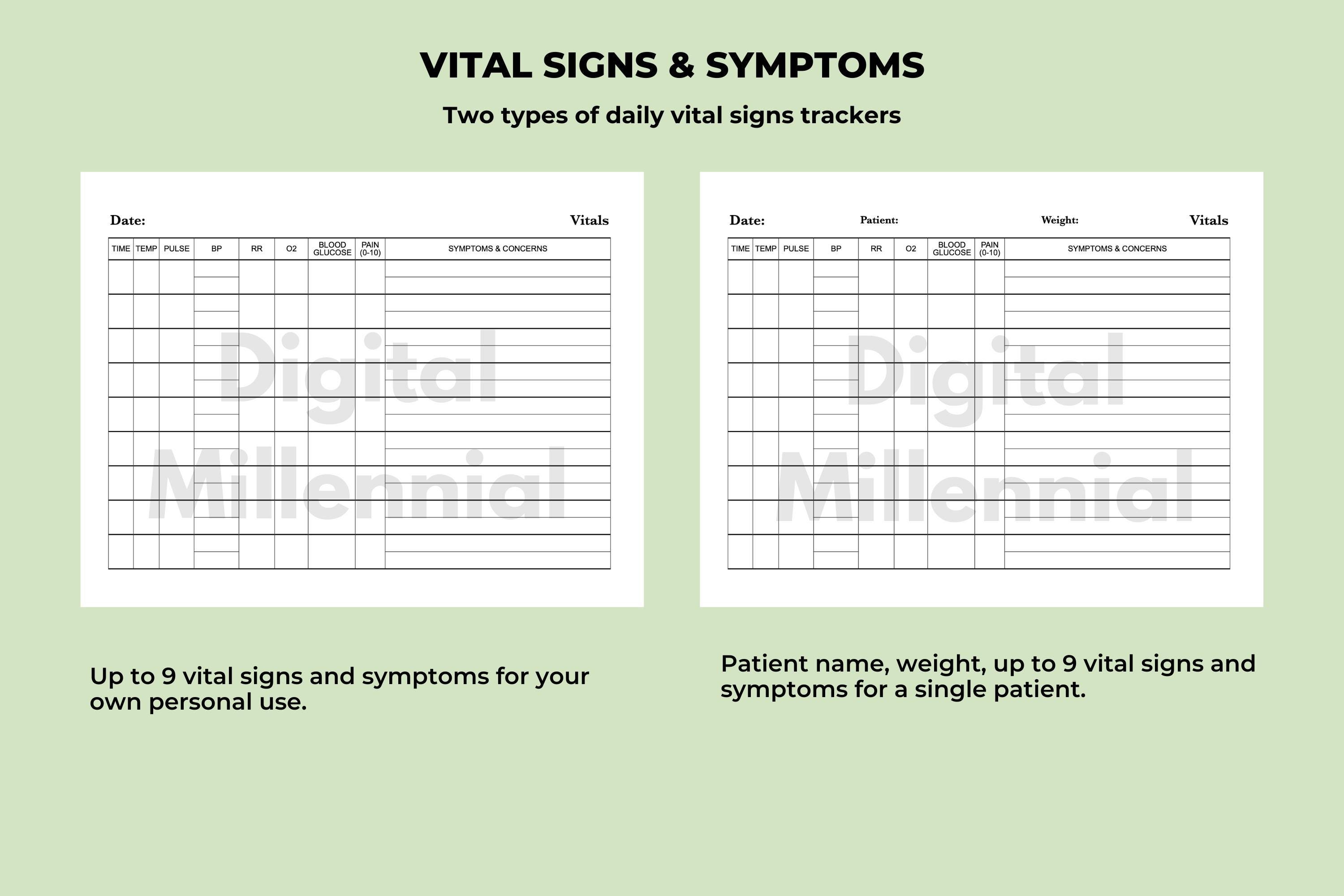 Printable Vital Signs Tracker: Daily, Weekly, Monthly (digital File) - Etsy