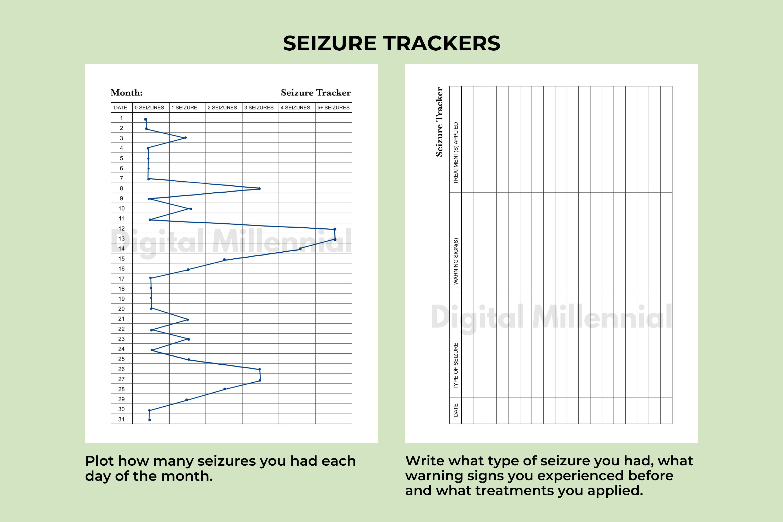 Epilepsy Seizure Tracker Bundle: Daily Health Monitoring (digital File ...