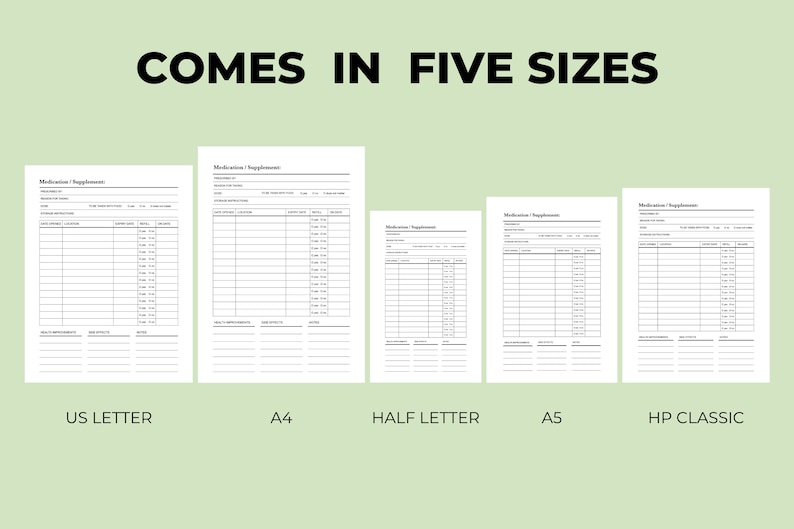 Printable Medication and Supplements Inventory Tracker, Medicine Log ...