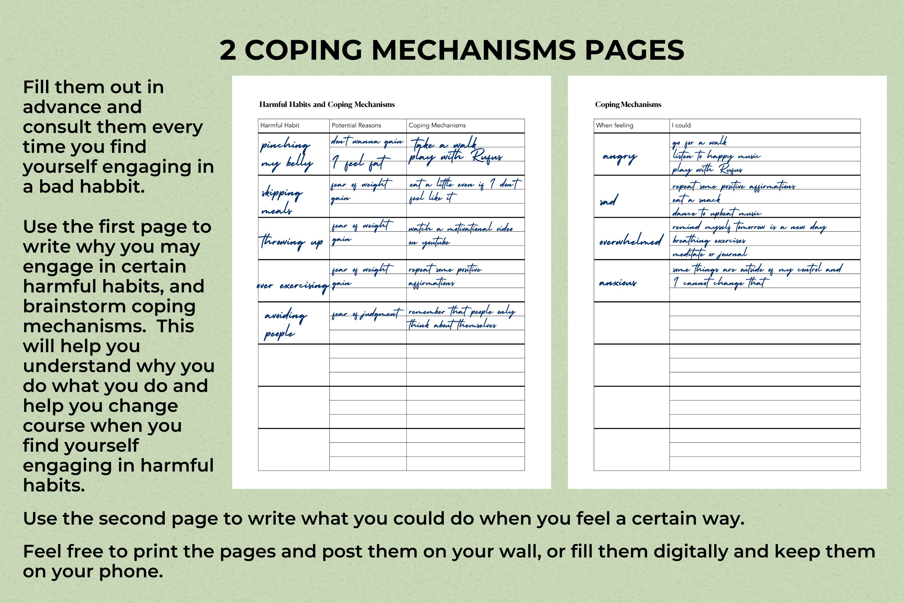 Printable Eating Disorder Recovery Journal for Anorexia, Bulimia ...