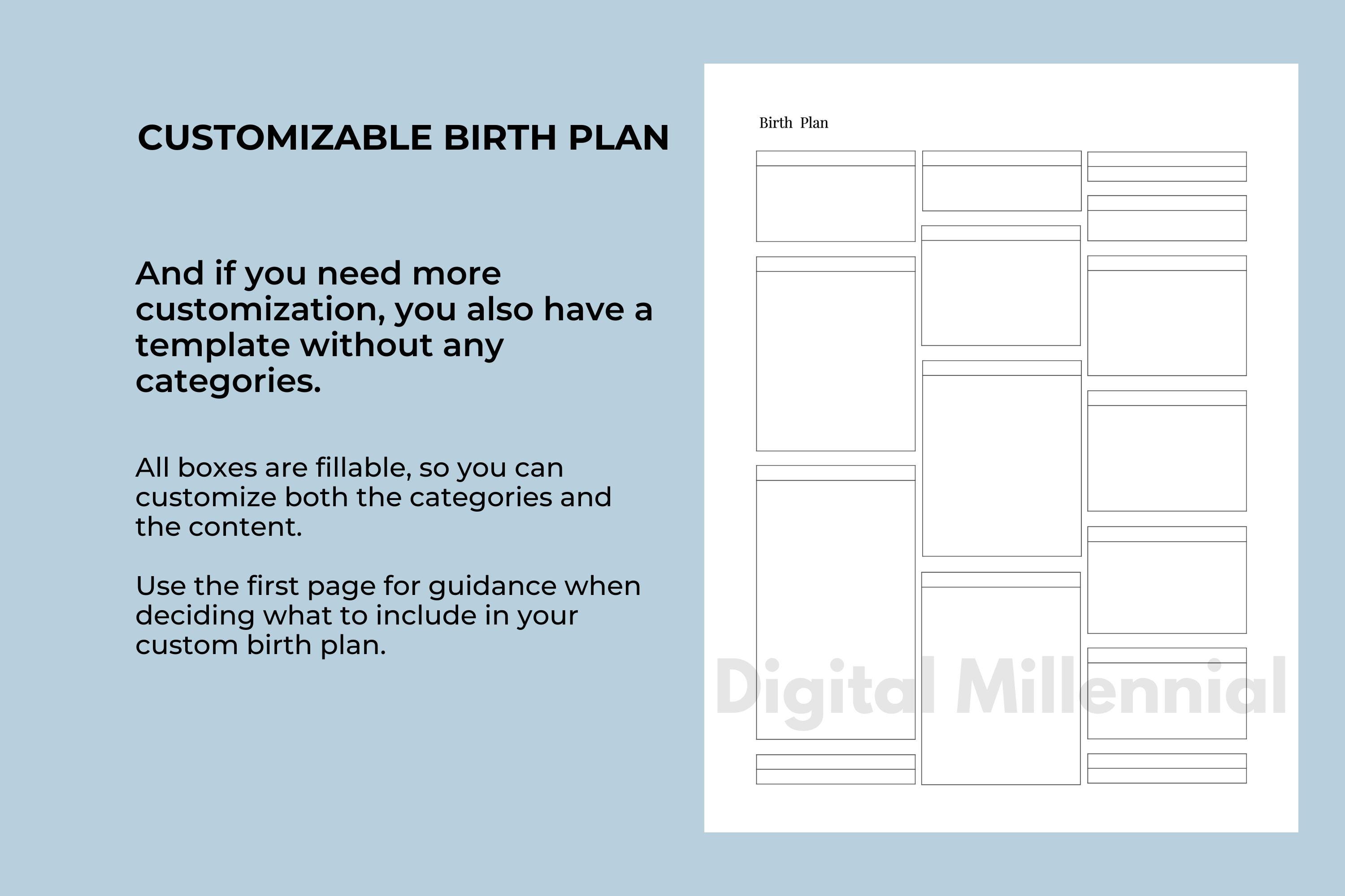Printable Fillable Birth Plan in US Letter and A4 Sizes - Etsy
