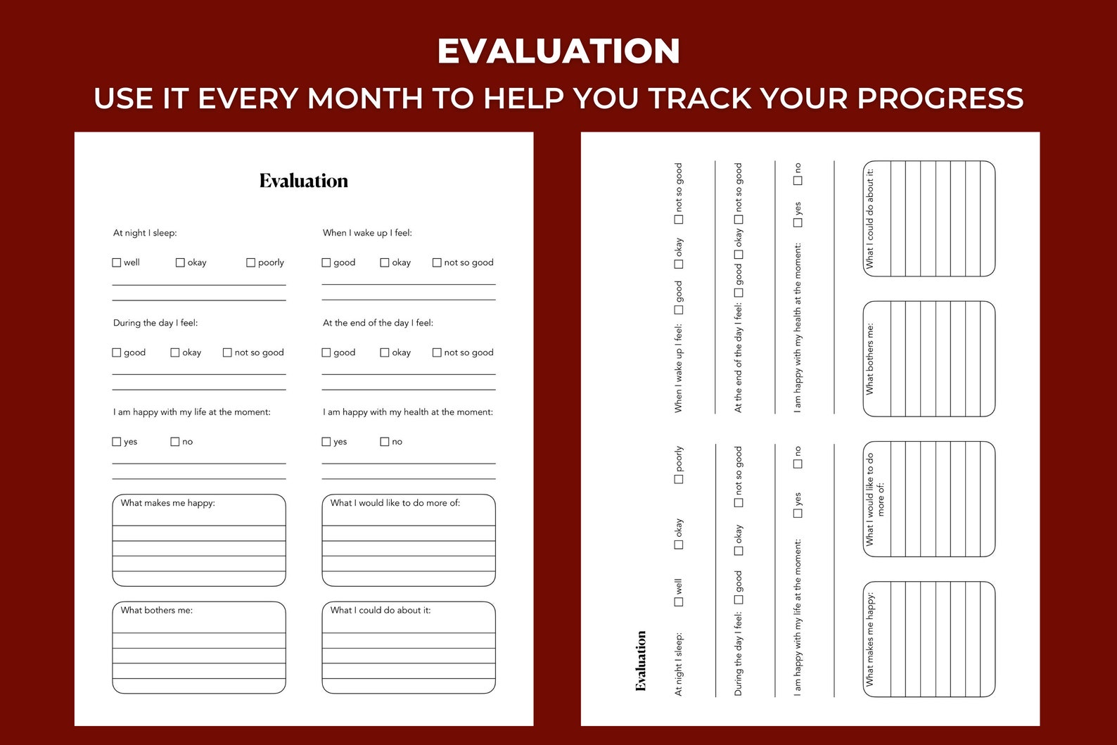 Printable Daily Health Journal for Physical and Emotional Well Being ...