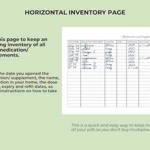 Printable Medication and Supplements Inventory Tracker, Medicine Log ...