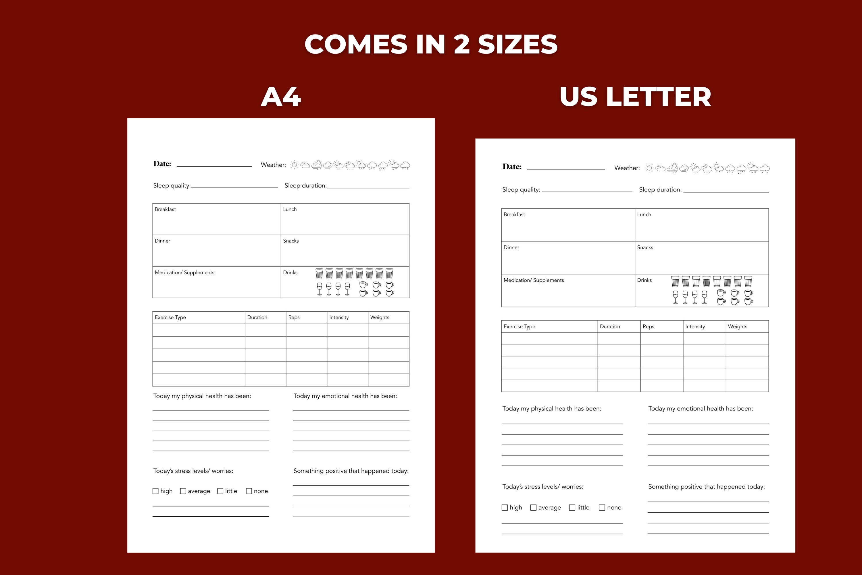 Printable Daily Health Journal for Physical and Emotional Well Being ...