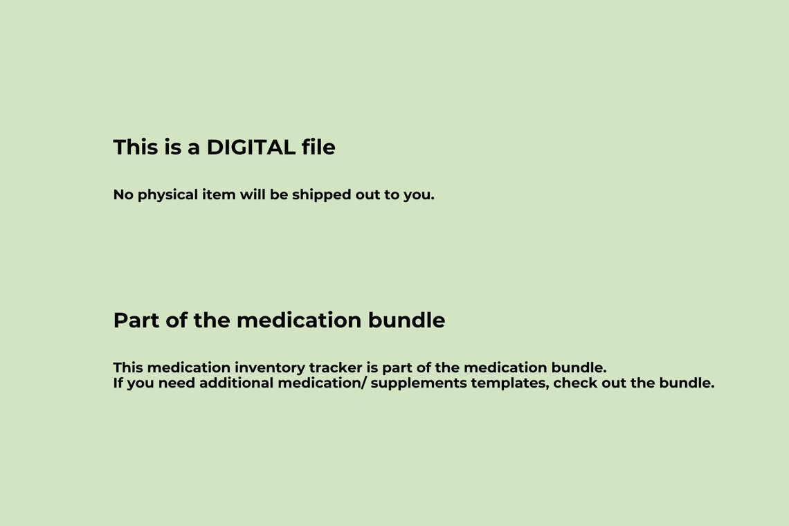 Printable Medication and Supplements Inventory Tracker, Medicine Log ...