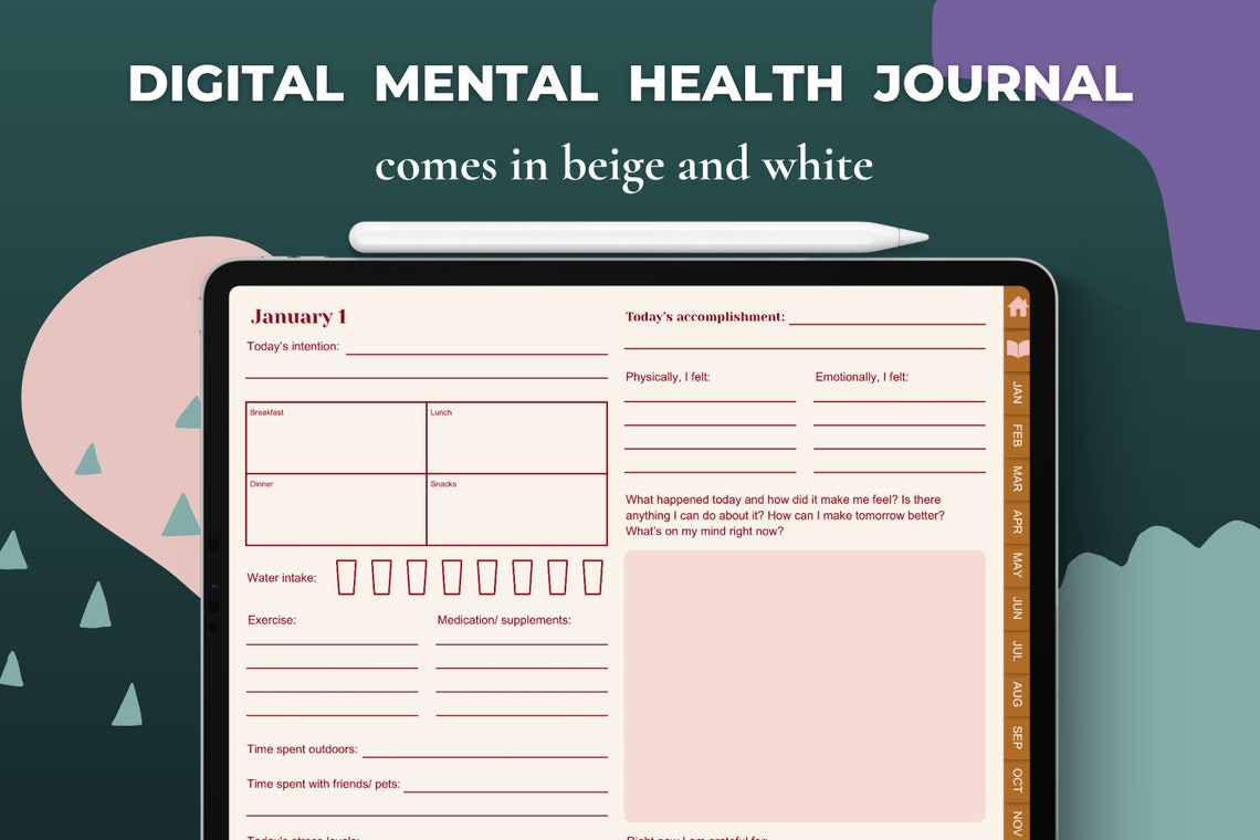 Digital Mental Health Daily Journal for Use on Tablets in - Etsy