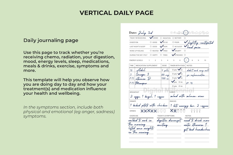 Printable Cancer Patient Journal for Tracking Symptoms, Diagnosis ...