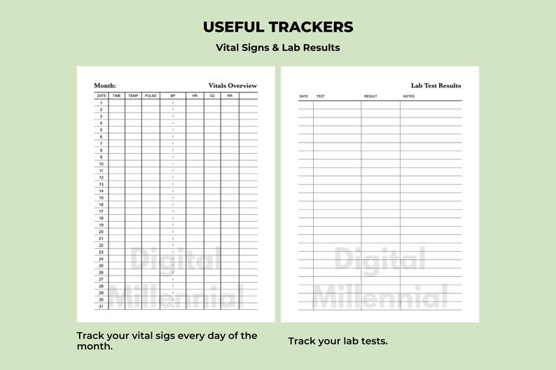 Printable Vital Signs Tracker: Daily, Weekly, Monthly (digital File) - Etsy