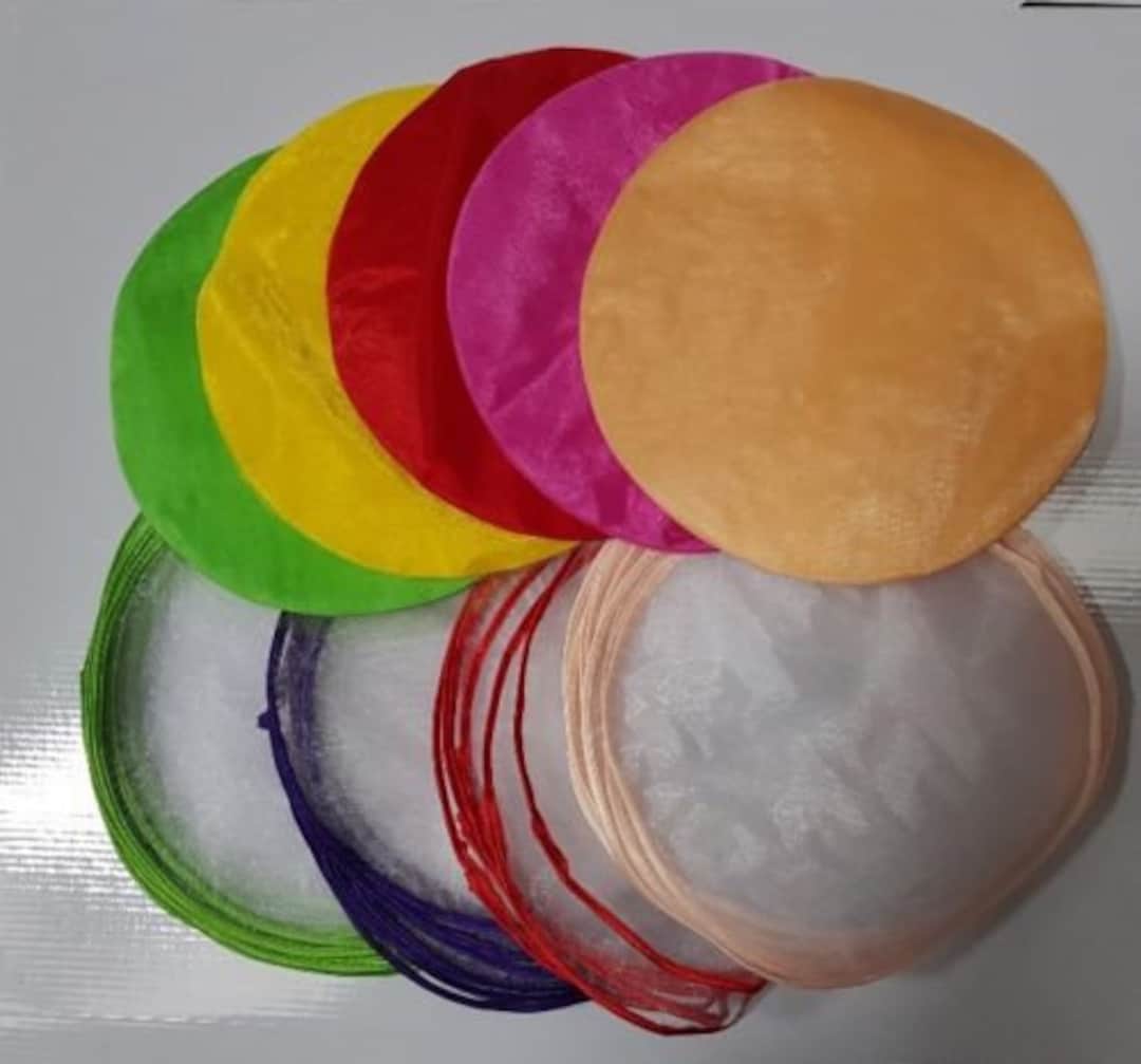 100 X Tulle Circles 9 Colours 24cm Bomboniere Wedding Favour Favors ...