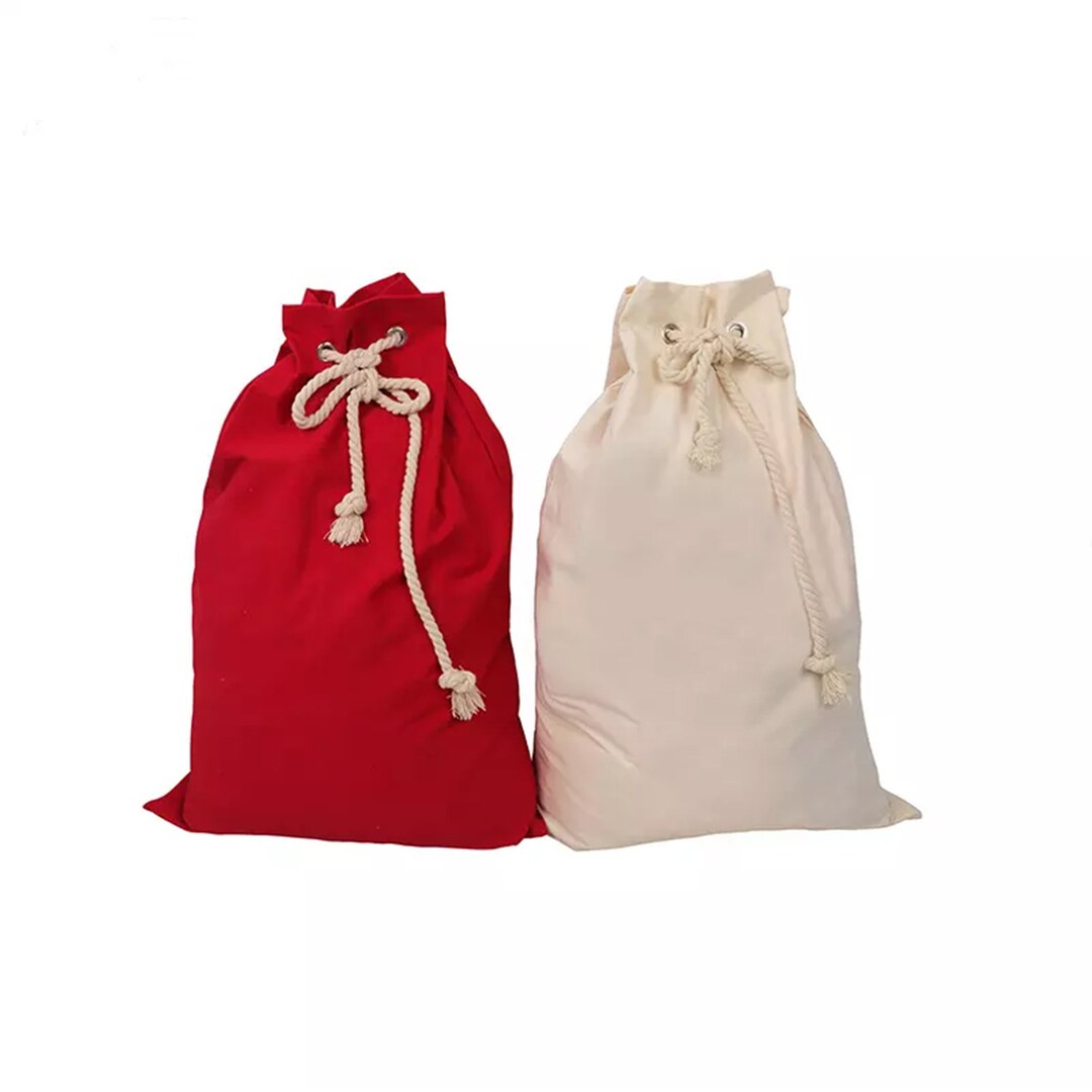 Plain Drawstring Santa Sack | 70cm X 50cm | Red & Beige Available ...