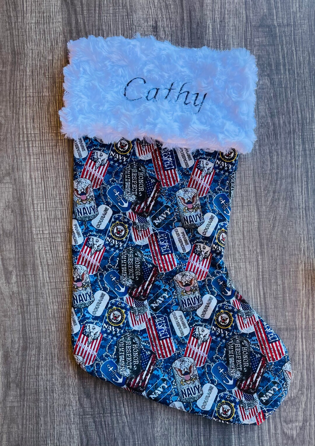 Navy Print Themed Personalized Christmas Stockings - Etsy