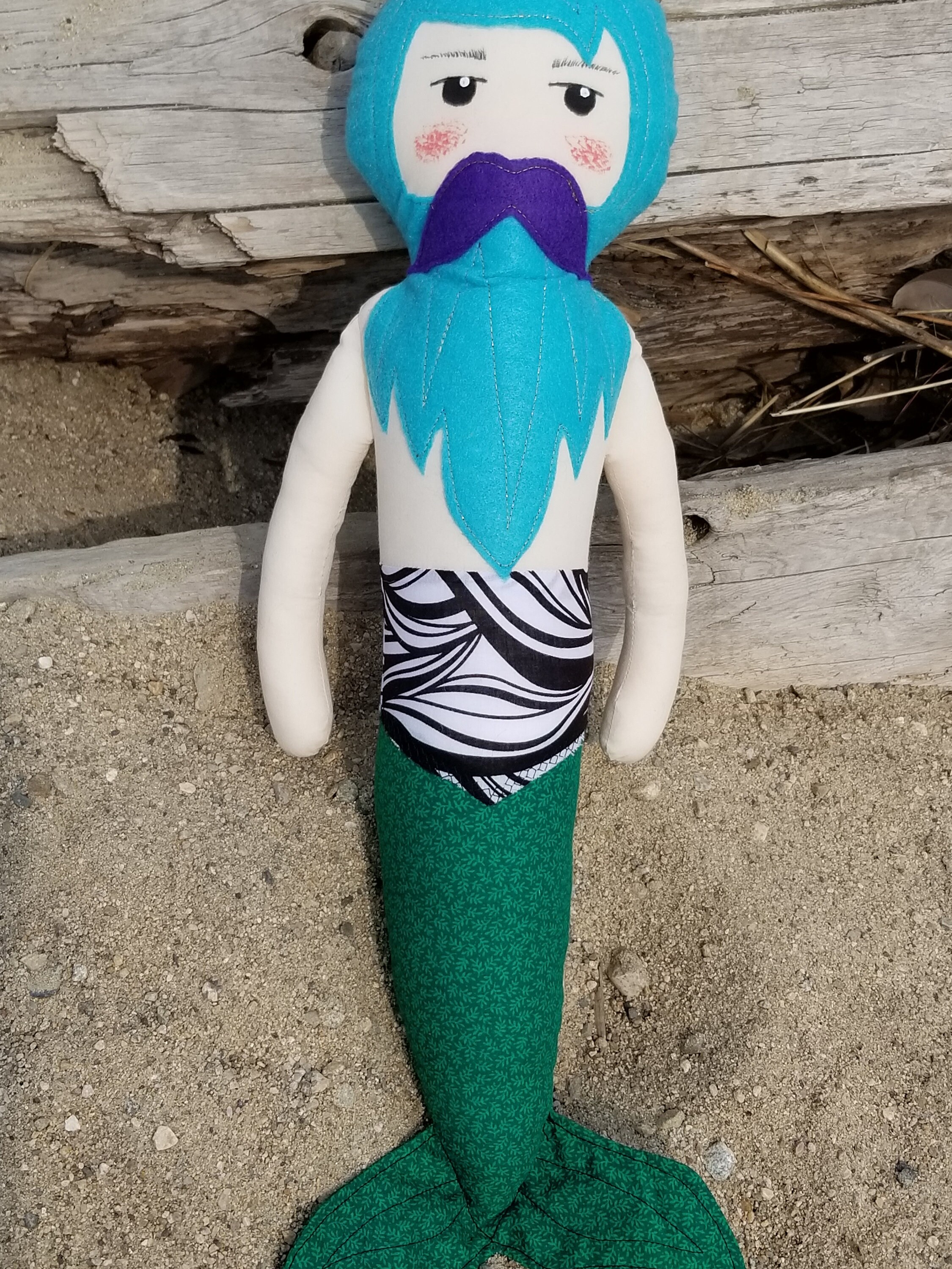 Merman Doll, Merboy, Mermaid, Bearded Merman, Fantasy, Magical Doll ...