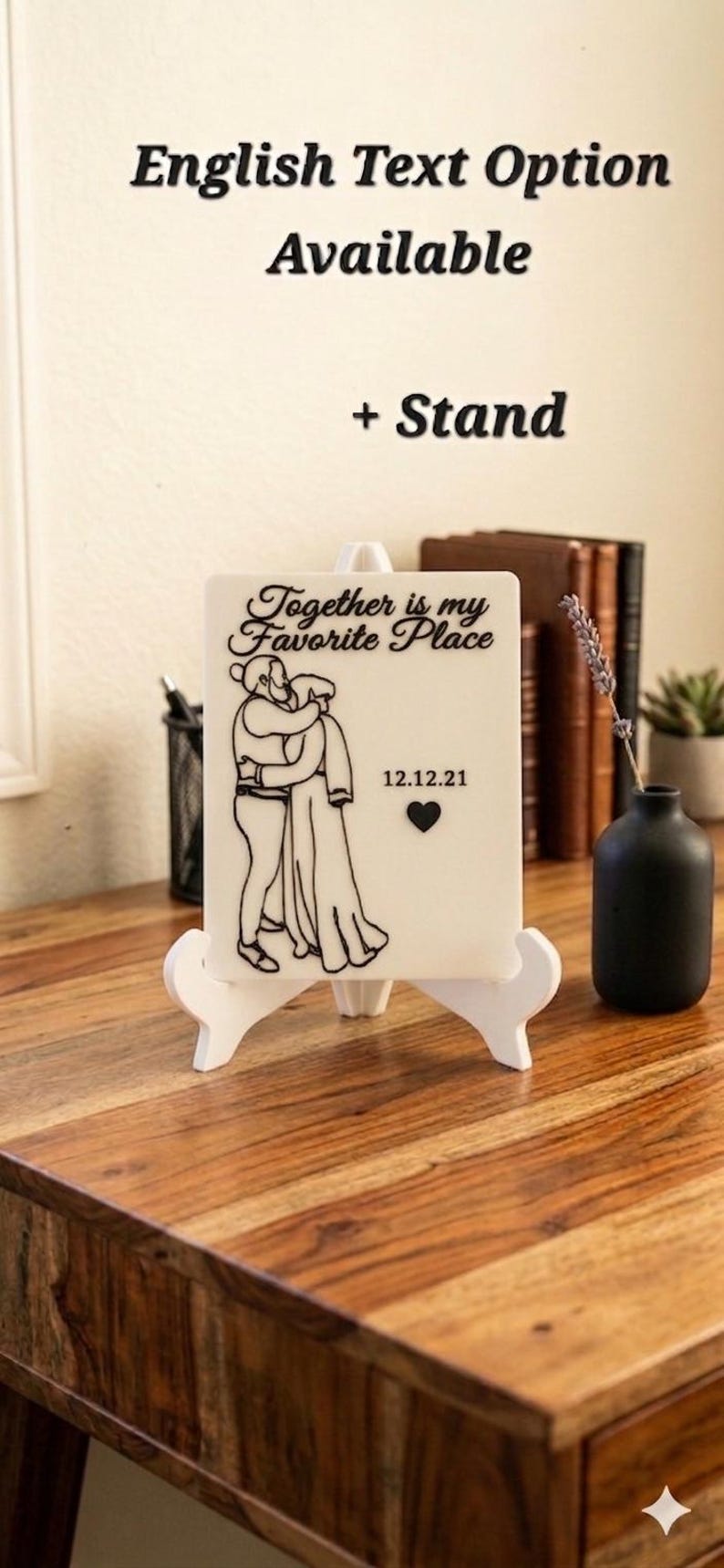 Custom Line Art Portrait Plaque | Arabic and English Calligraphy ...