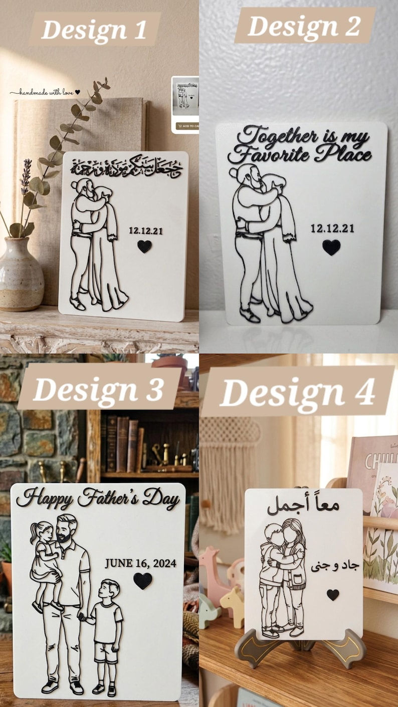 Custom Line Art Portrait Plaque | Arabic and English Calligraphy ...