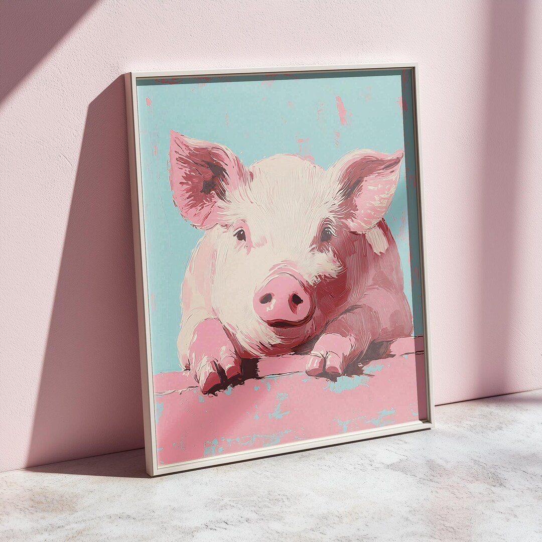 Cute Pink Pig Print, Pig Feet, Farm Animals, 12 X 12 Print, Wall Art ...