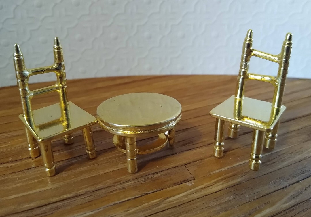 Solid Brass Tiny Table and Chairs - New Vintage Find - Etsy