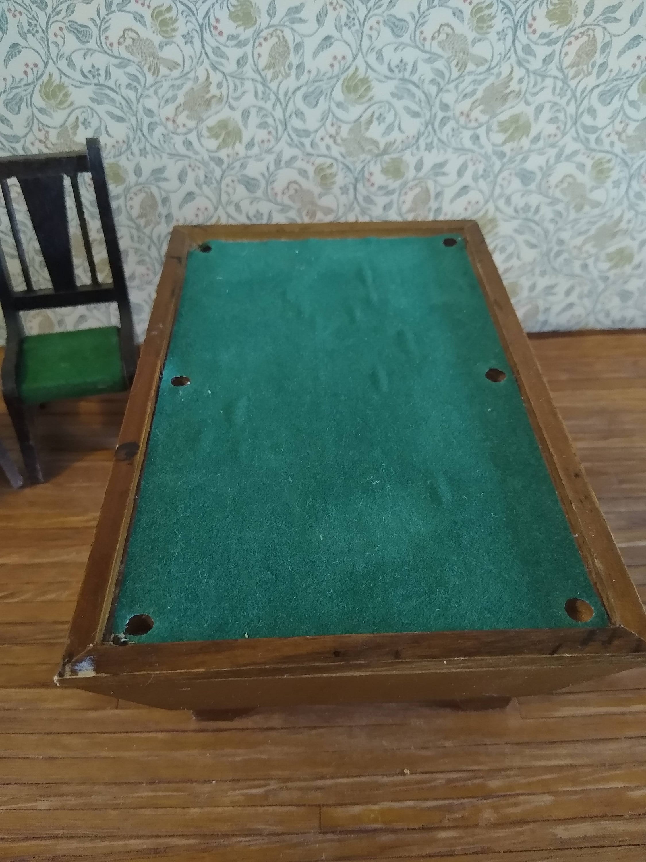 Solid Wood Vintage Dollhouse Pool Table With Chairs - Etsy