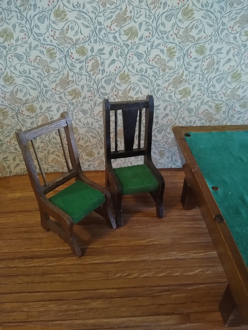 Solid Wood Vintage Dollhouse Pool Table With Chairs - Etsy
