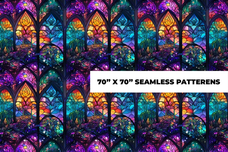 24 Best Stained Glass Window, Seamless Pattern Bundle Digital ...