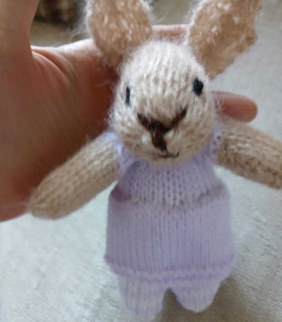 Hand Knitted Little Easter Bunny, 7.x5.ins , Filled With Safety ...