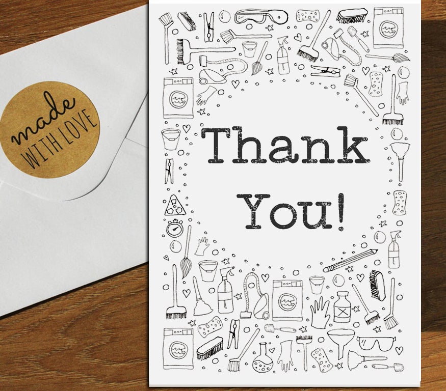Personalisable Cleaner Thank You Card/cleaning/janitor/housekeeper/ A6 ...