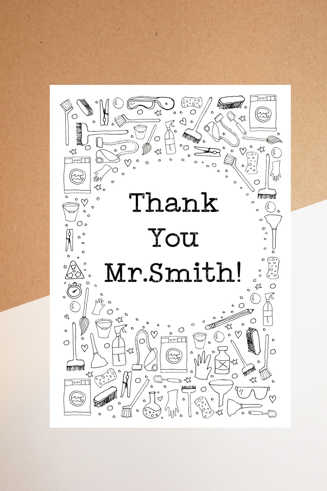 Personalisable Cleaner Thank You Card/cleaning/janitor/housekeeper/ A6 ...