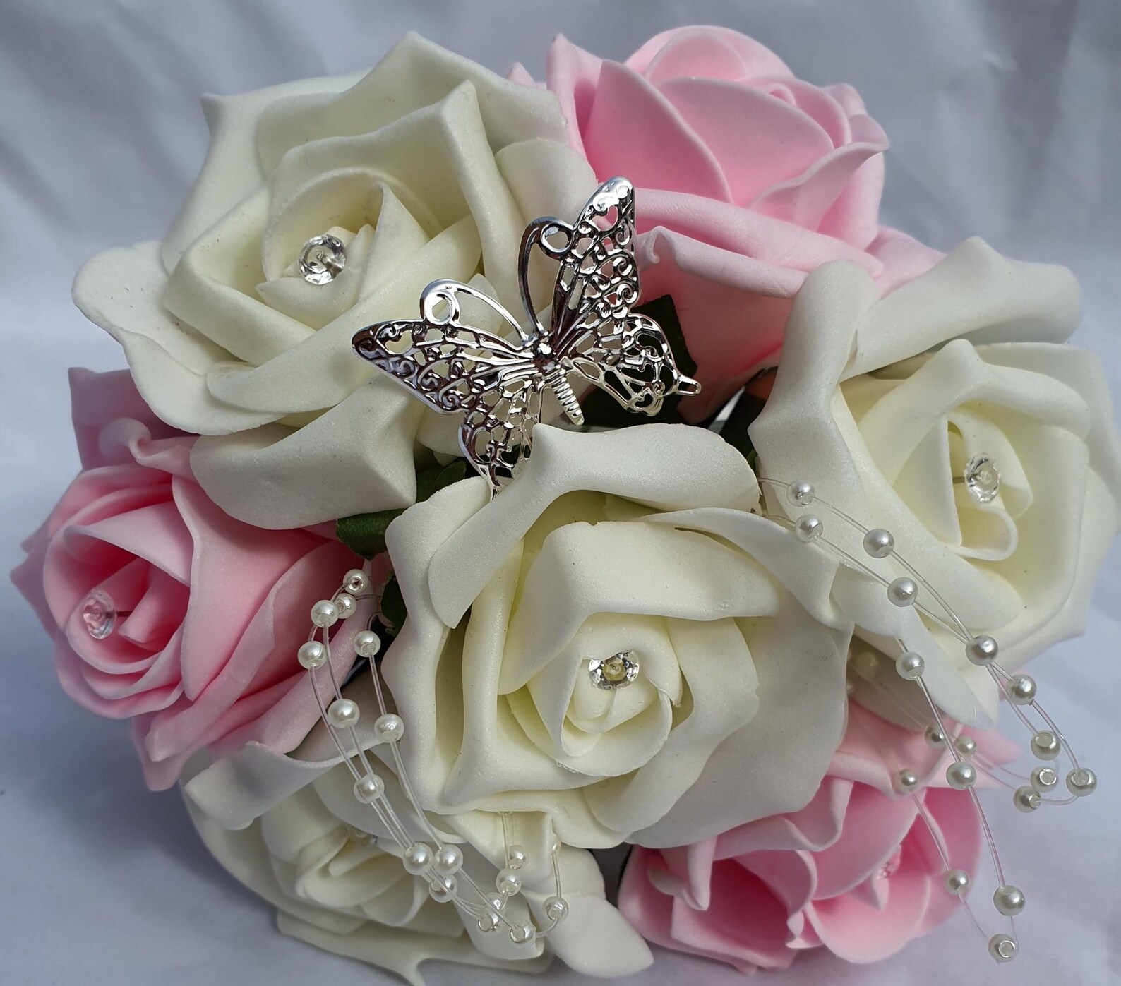 Wedding Flowers Artificial Ivory Baby Pink Brides Bridesmaids Bouquets ...