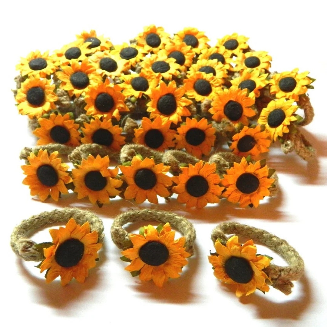 Sunflower Napkin Ring, Greenery Dinner Friendly Lunch Hemp Rope ...