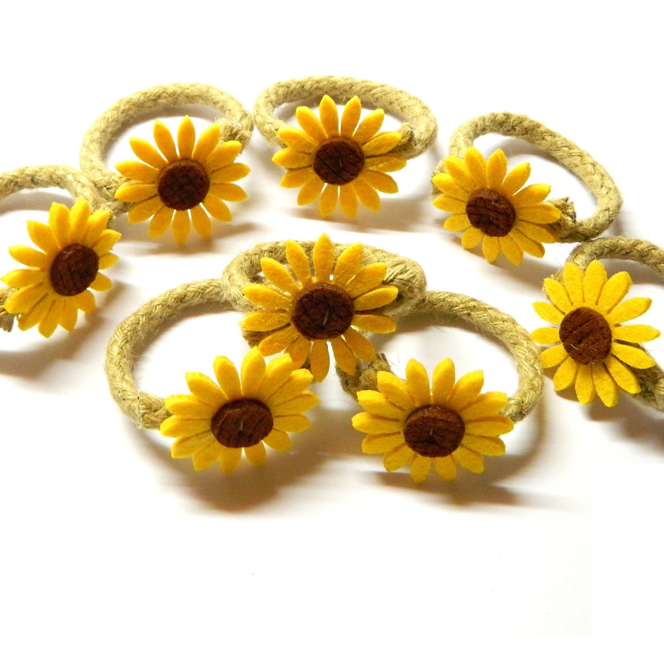 Sunflower Napkin Rings: Hemp Rope Rustic Wedding Decor - Etsy