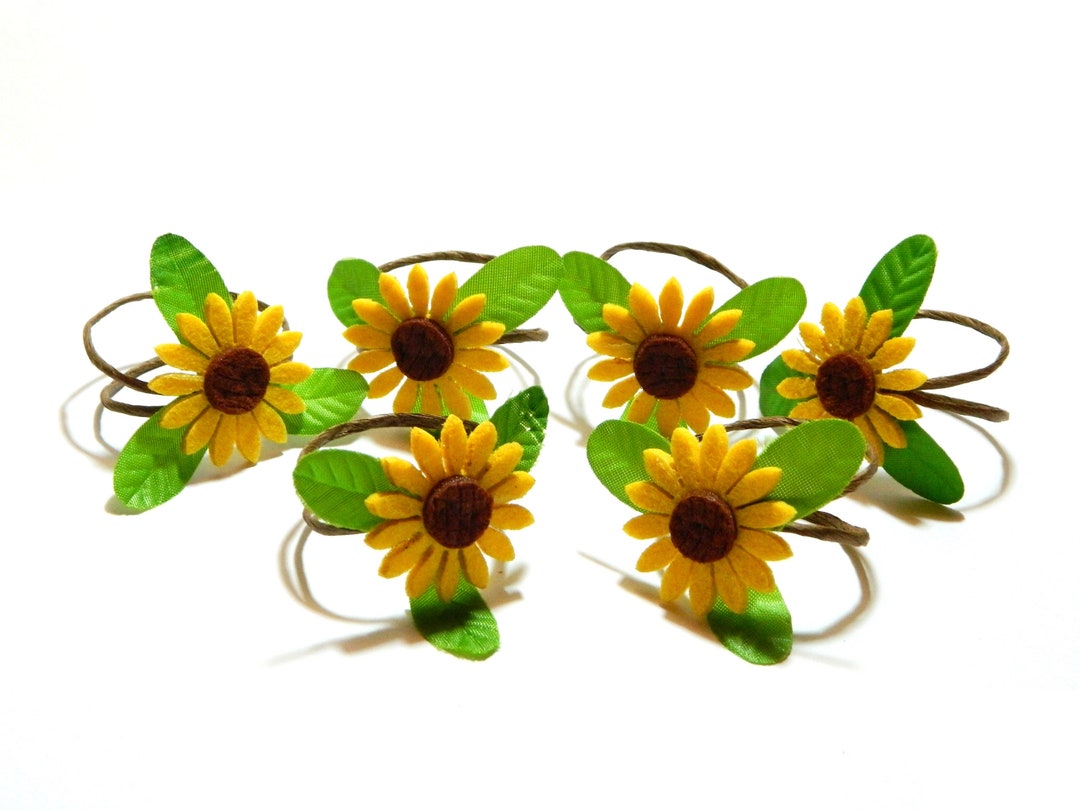 Summer Sunflower Napkin Rings Easter Holder Holiday Dinner, Floral ...