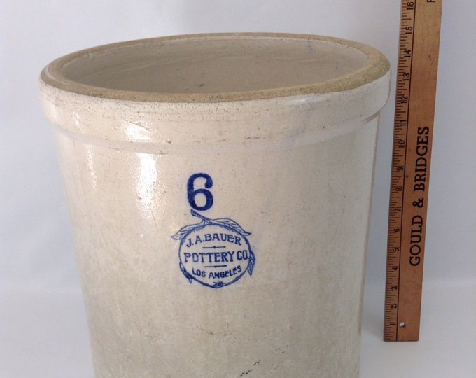 Vintage JA Bauer Pottery Stoneware 6 Gallon Crock - Etsy