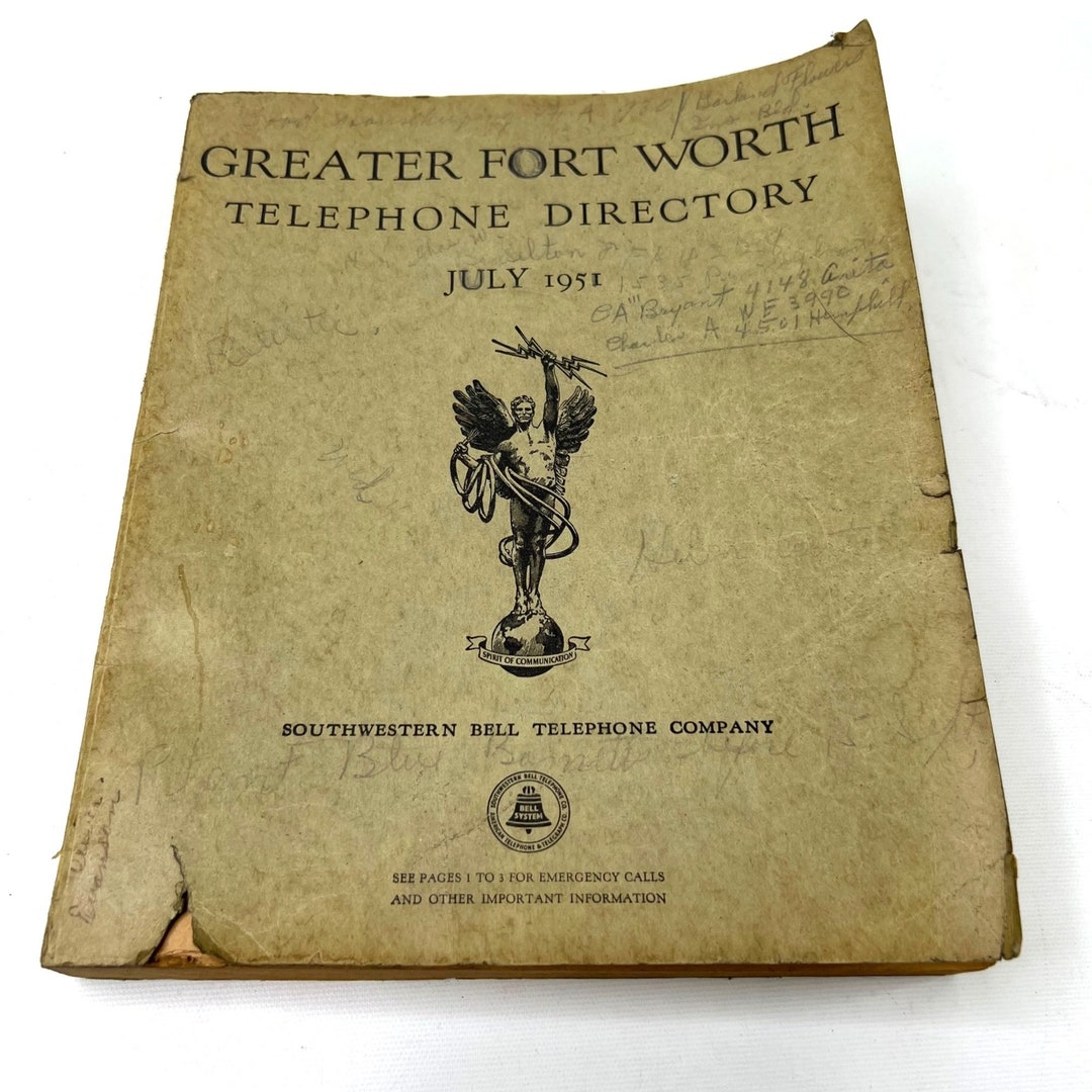 Greater Ft Worth Telephone Directory Book 1951 SWB Telephone Company - Etsy
