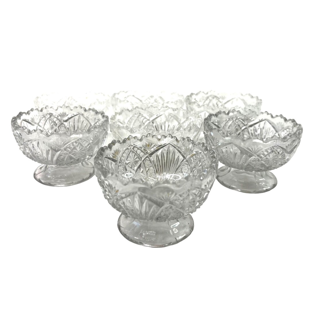 Higbee Glass Co Madora Pattern Sherbet Dessert Dish Cups Set of 7 Circa ...