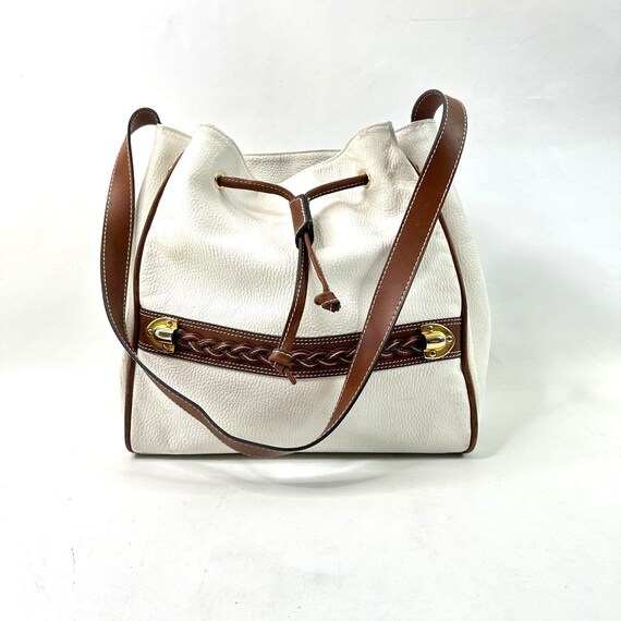 Francesco Biasia White Leather Bucket Purse Shoulder … - Gem