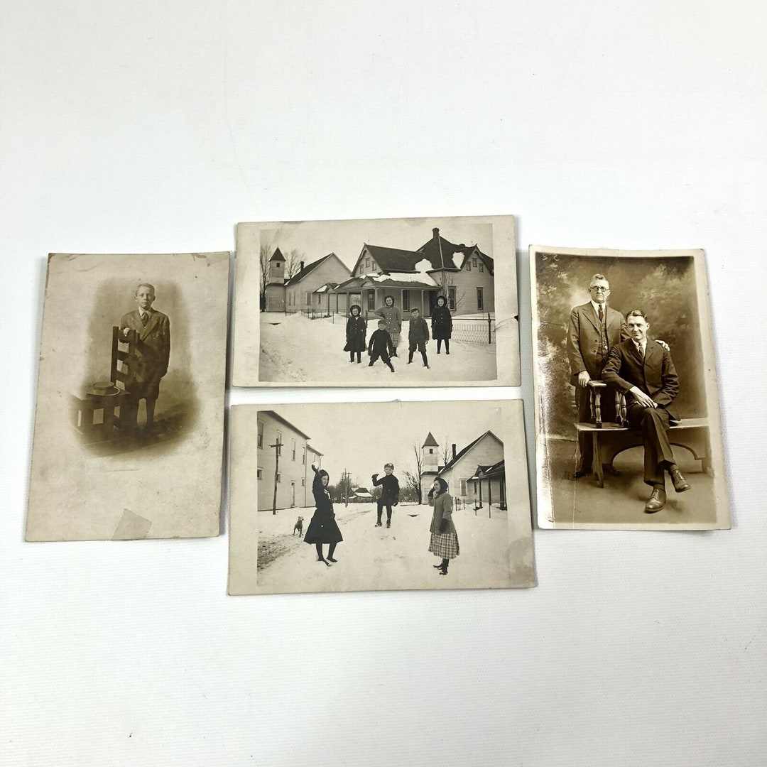 Set of 4 Real Photo Postcards Studio and Candid Winter Scene - Etsy