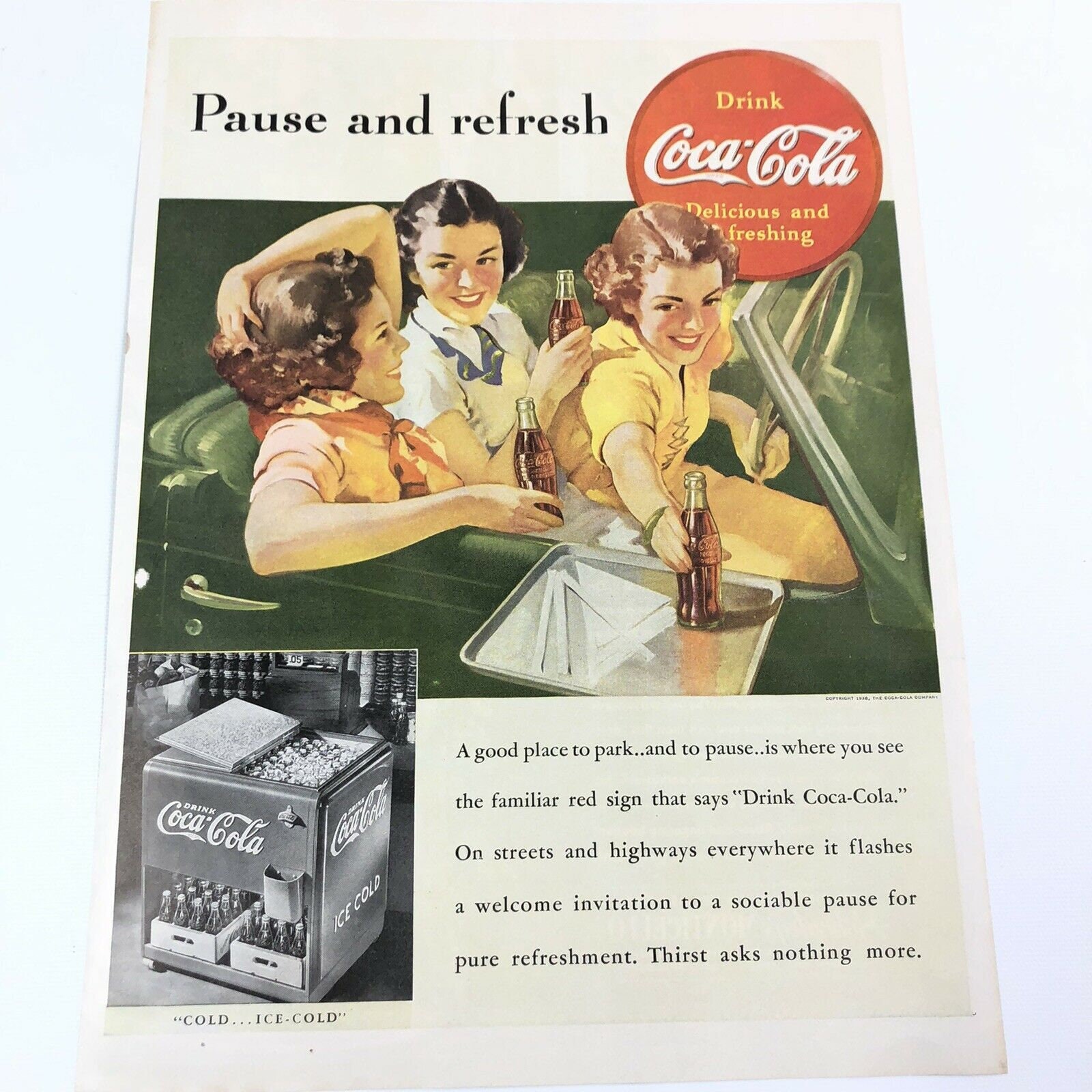 Vintage Coca Cola Magazine Print Ad Girlfriends at the Drive | Etsy