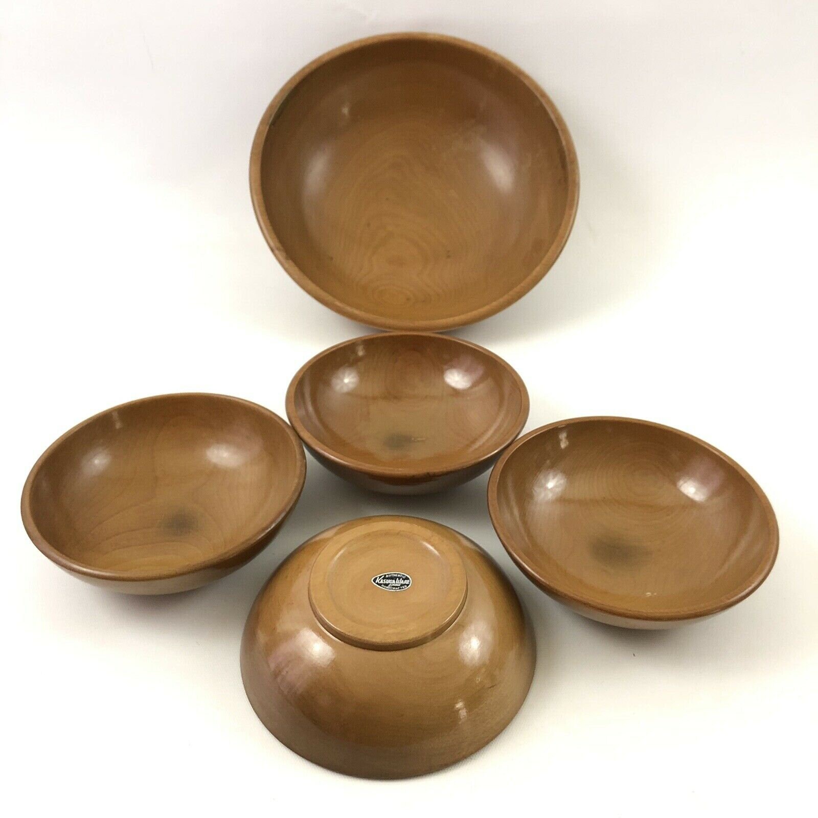 Vintage Authentic Kasuga Ware Wooden Salad Bowl 5 Piece Set | Etsy